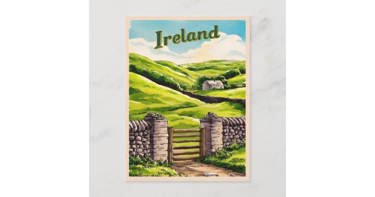 Vintage Travel Ireland Countryside Retro Scenic Postcard | Zazzle