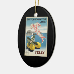 Vintage Travel Italy Map with Lemons Ceramic Ornament | Zazzle