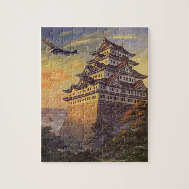 Vintage Travel Japan, Japanese Pagoda Airplane Jigsaw Puzzle | Zazzle