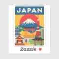 Vintage Travel Japan Mount Fuji Sunset Retro Sticker | Zazzle