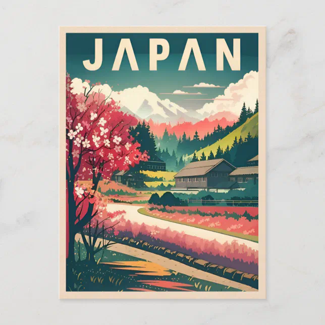 Vintage Travel Japan Sakura Cherry Blossom Postcard | Zazzle