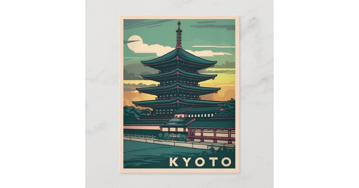Vintage Travel Kyoto Japan Retro Graphic Postcard | Zazzle