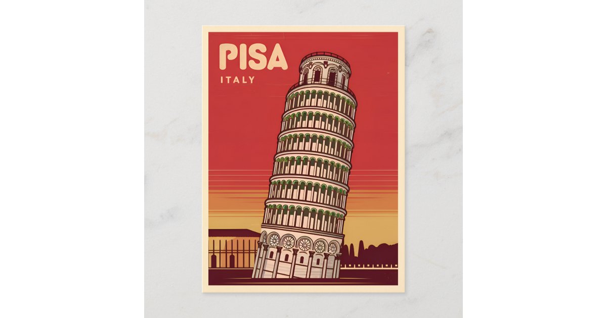 Vintage Travel Leaning Tower of Pisa Retro Scenic Postcard | Zazzle