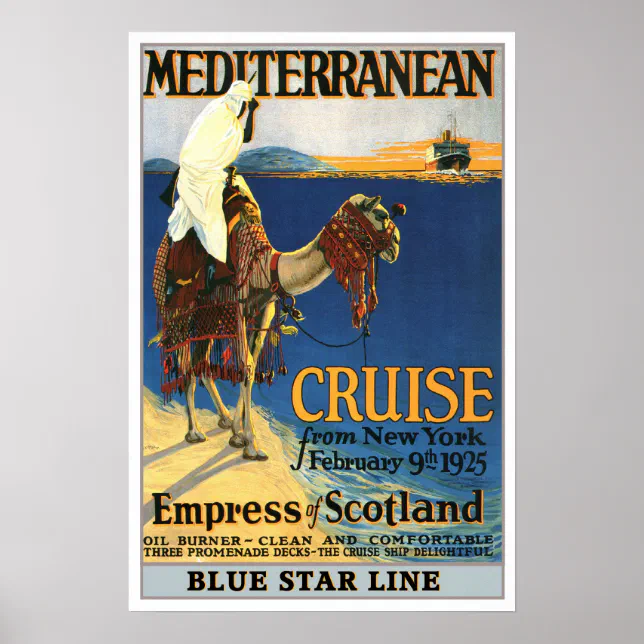 Vintage travel,Mediterranean Cruise Poster | Zazzle