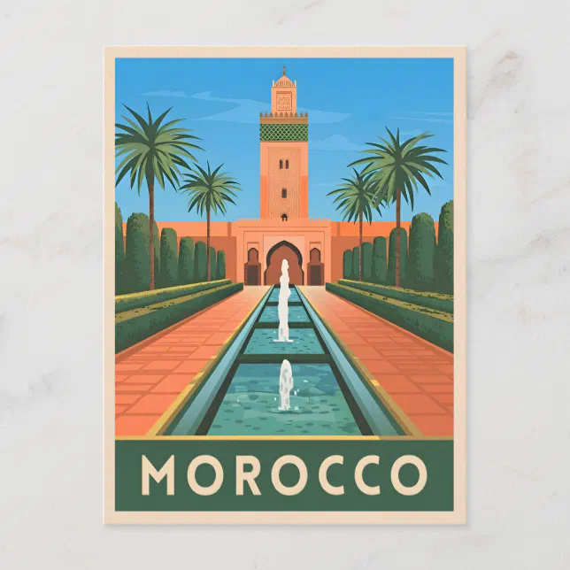 Vintage Travel Morocco North Africa Retro Graphic Postcard | Zazzle