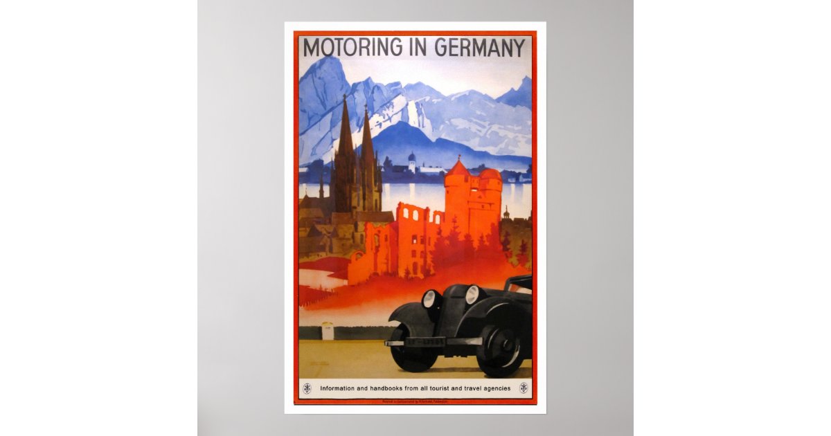 Vintage travel,Motoring in Germany Poster | Zazzle