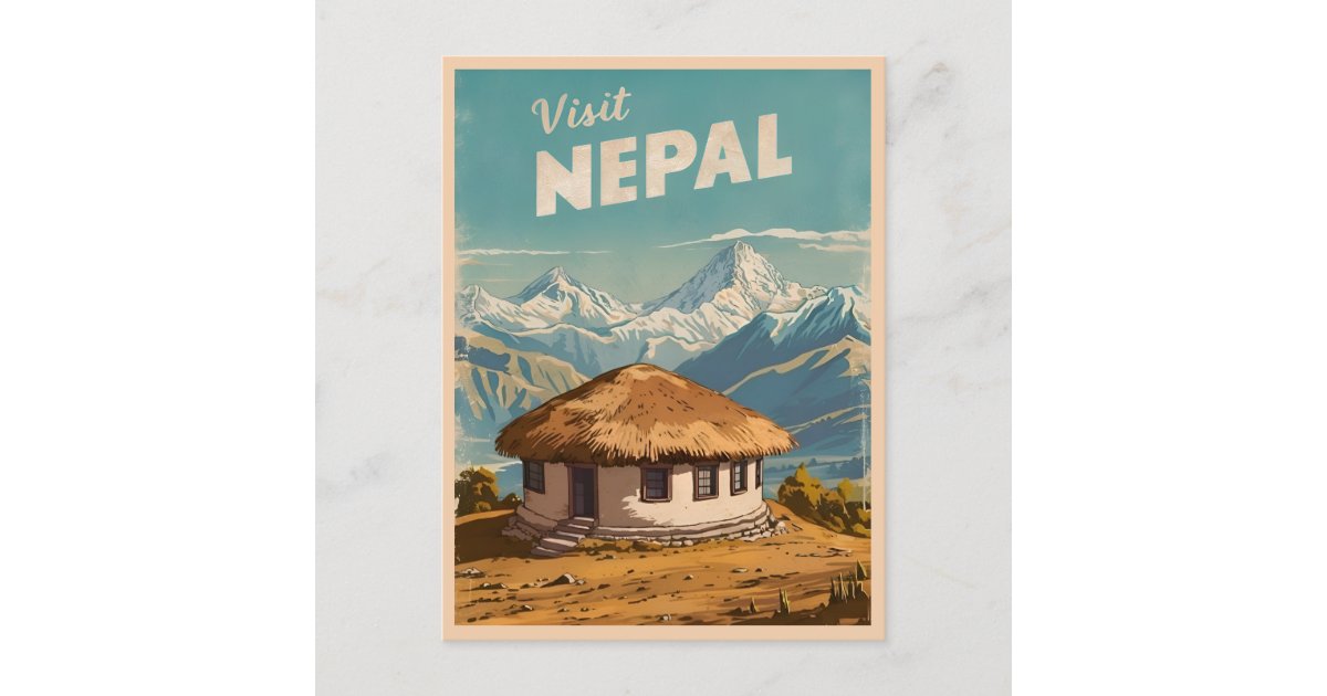 Vintage Travel Nepal Himalayas Retro Scenic Postcard | Zazzle