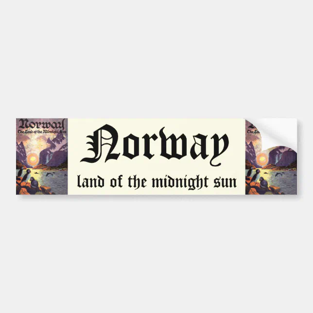 Vintage Travel, Norway Fjord Land of Midnight Sun Bumper Sticker | Zazzle