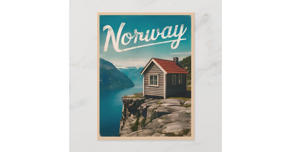 Vintage Travel Norway Fjord Retro Scenic Postcard | Zazzle