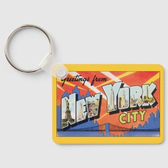 Vintage Travel NYC, Greetings from New York City Keychain | Zazzle