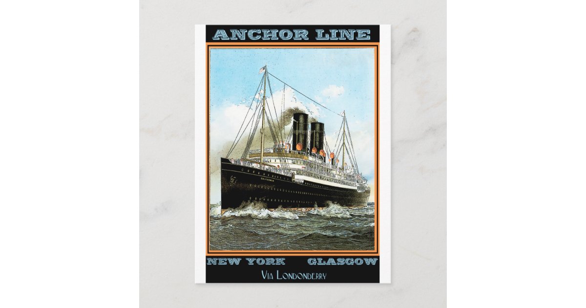 Vintage Travel Poster: Anchor Line Postcard | Zazzle