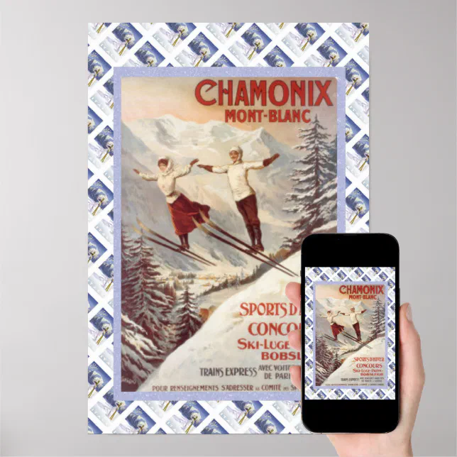 Vintage travel poster, Chamonix, Mont Blanc, Poster | Zazzle