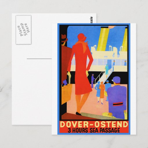 Vintage Travel Poster: Dover Ostend Postcard | Zazzle