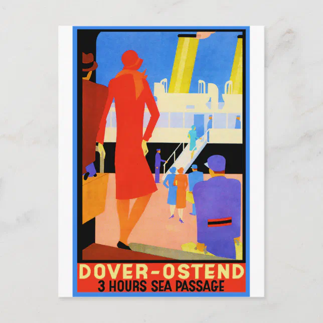 Vintage Travel Poster: Dover Ostend Postcard | Zazzle