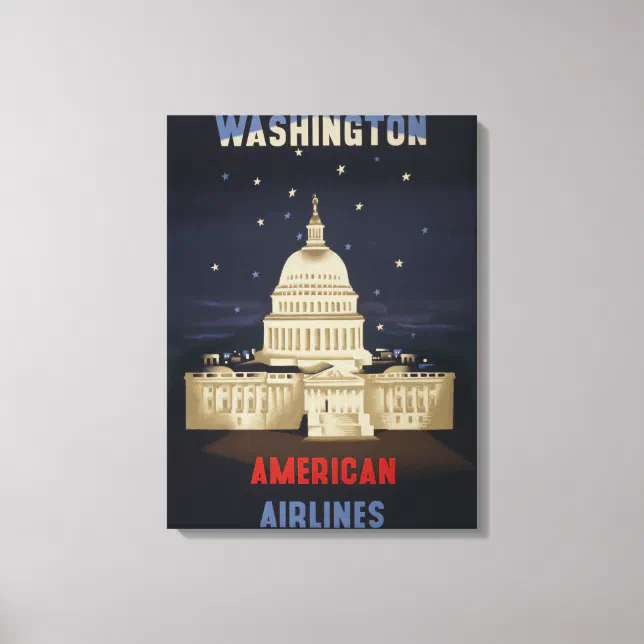 Vintage Travel Poster For American Airlines Canvas Print | Zazzle