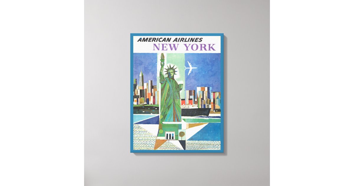 Vintage Travel Poster For American Airlines Canvas Print | Zazzle
