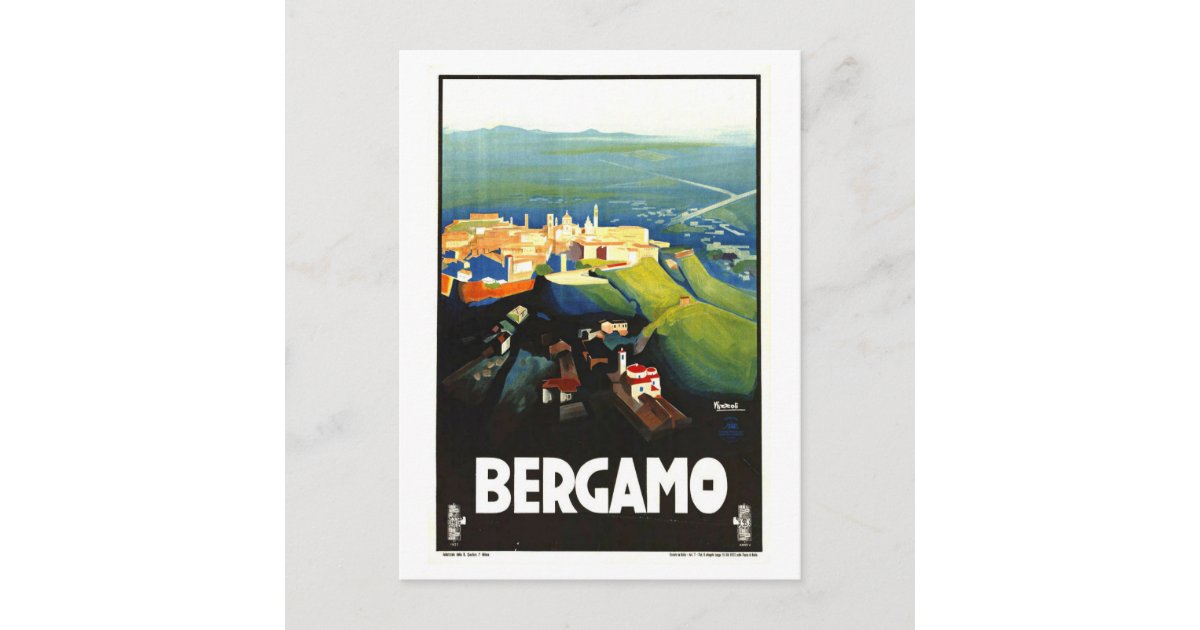 Vintage Travel Poster for Bergamo in Italy Postcard | Zazzle