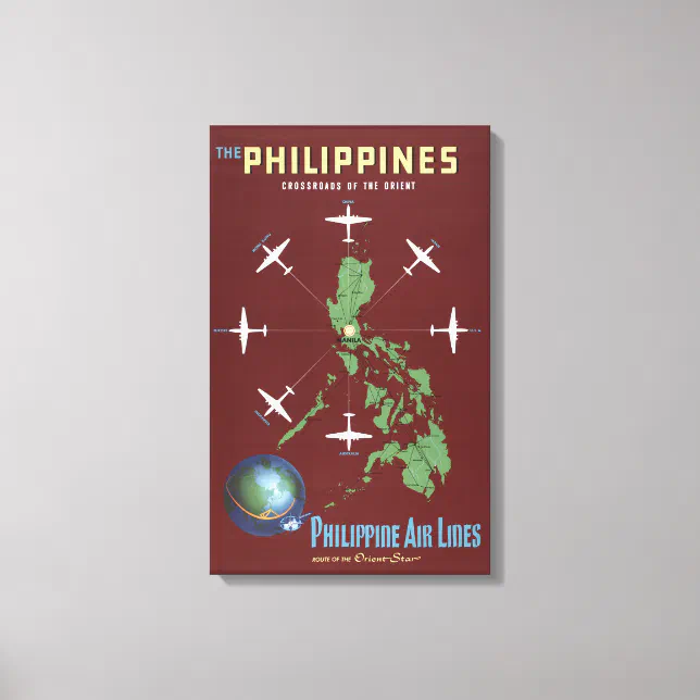 Vintage Travel Poster For Philippine Air Lines Canvas Print | Zazzle