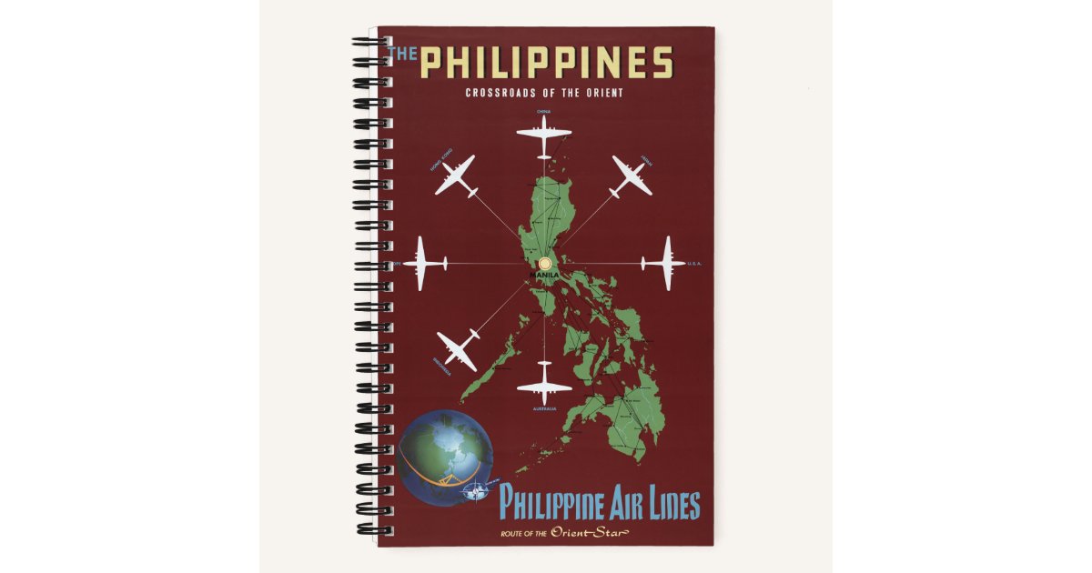 Vintage Travel Poster For Philippine Air Lines Notebook | Zazzle