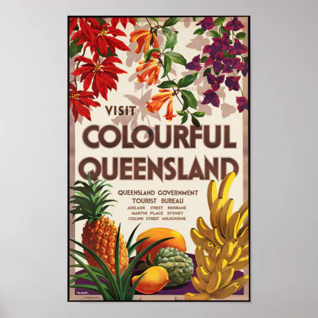 Vintage Travel Poster for Queensland, Australia | Zazzle