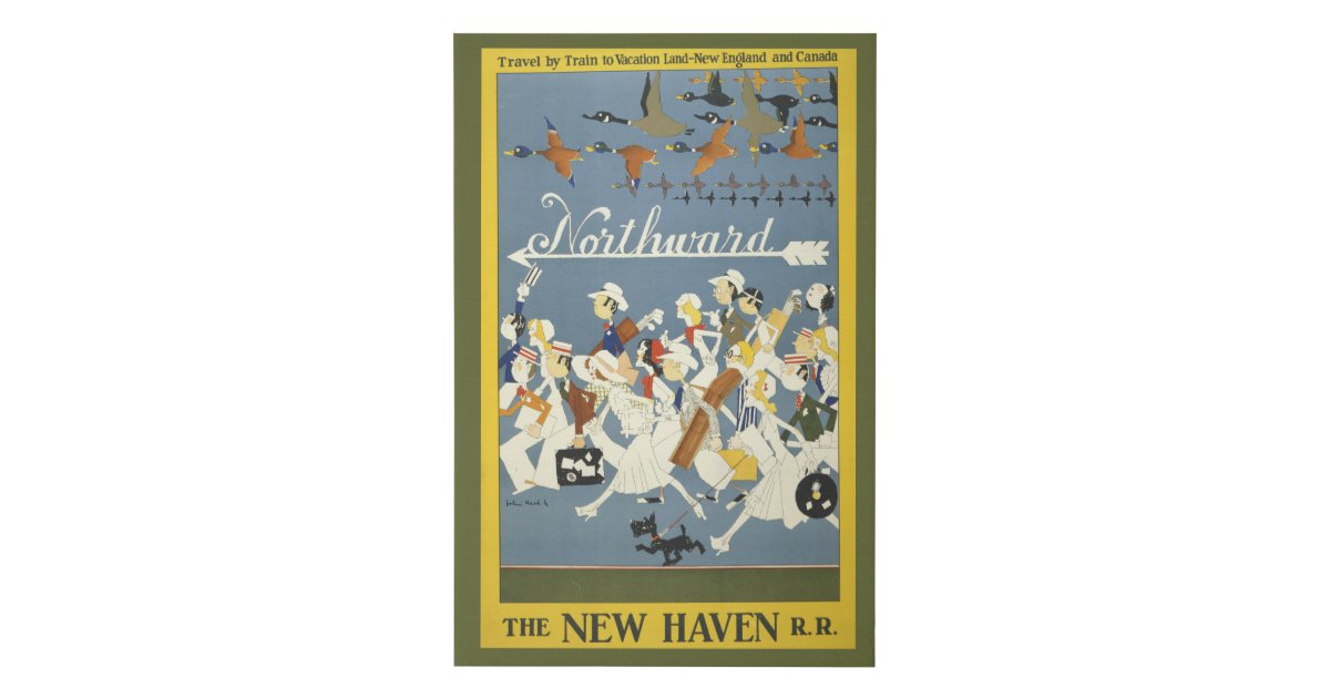 Vintage Travel Poster For The New Haven R.R. Faux Canvas Print | Zazzle