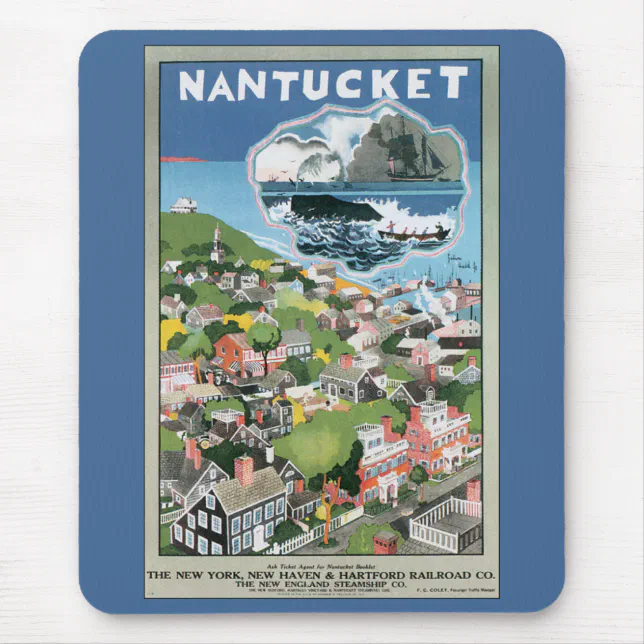 Vintage Travel Poster, Map of Nantucket Island, MA Mouse Pad | Zazzle