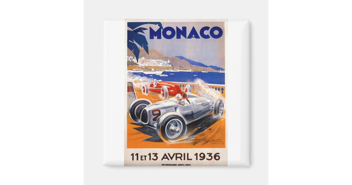 vintage travel poster montecarlo-monaco magnet | Zazzle