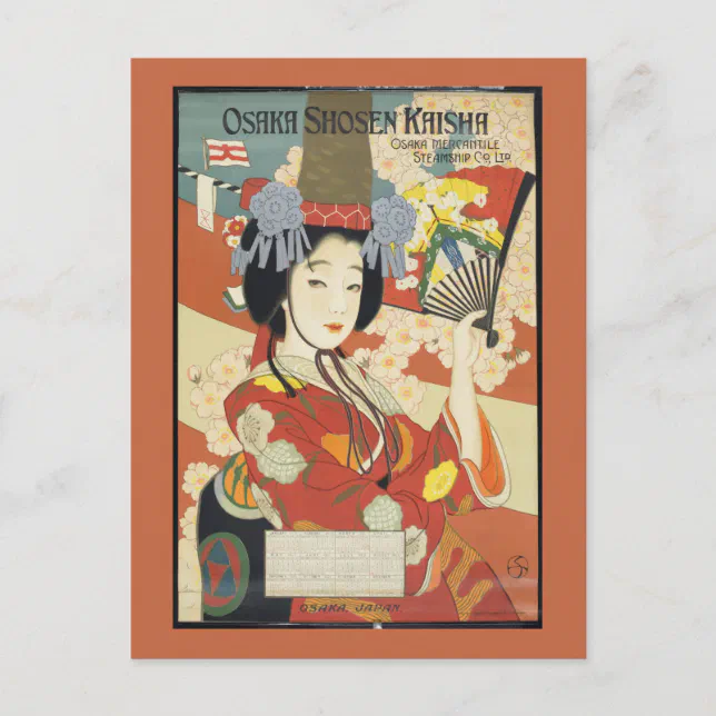 Vintage Travel Poster Osaka Japan Postcard | Zazzle