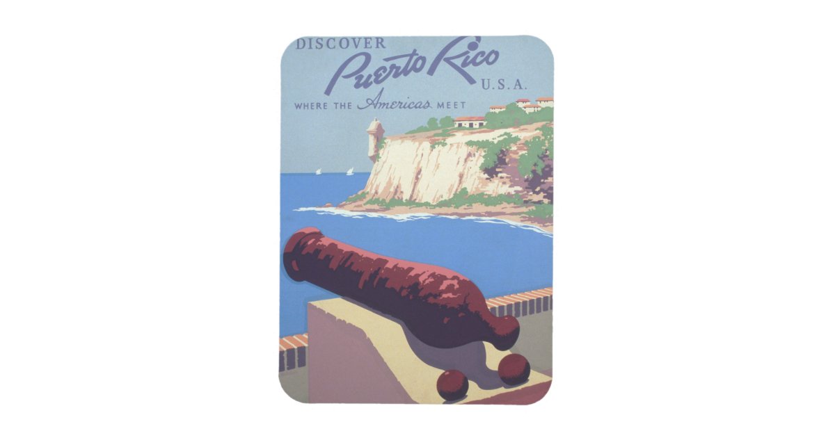 Vintage Travel Poster Promoting Puerto Rico Magnet | Zazzle