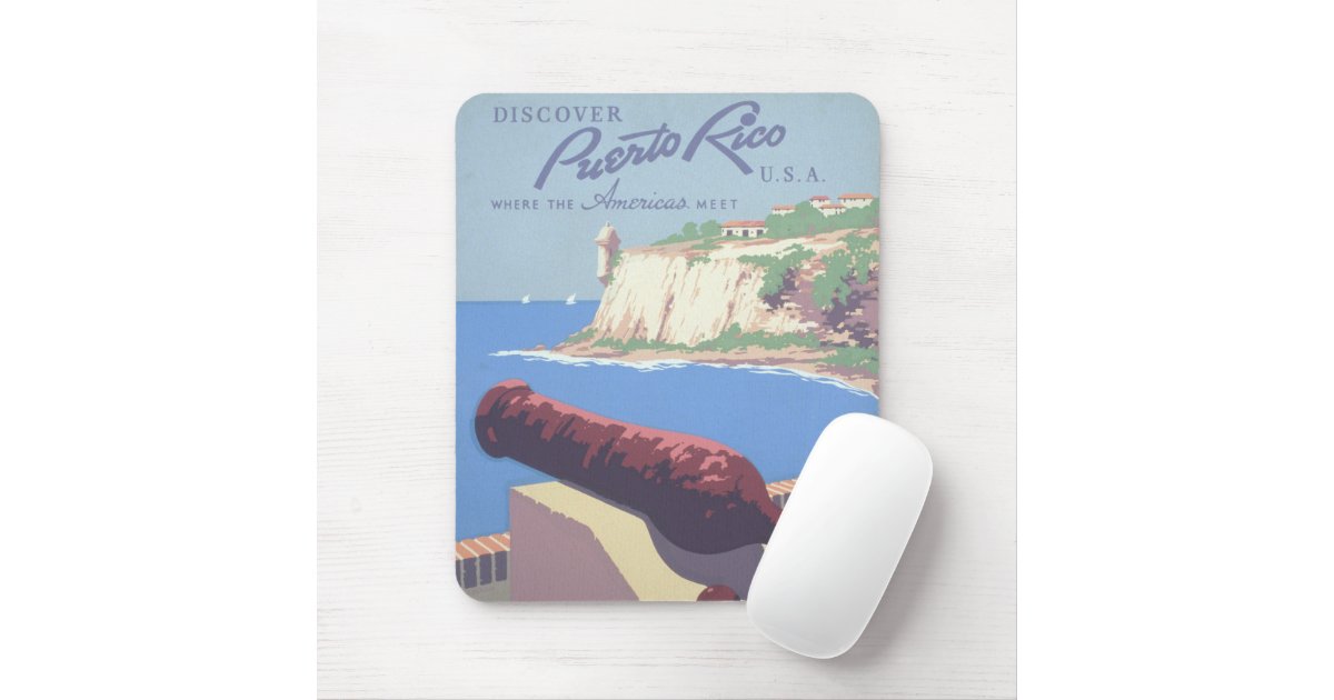 Vintage Travel Poster Promoting Puerto Rico Mouse Pad | Zazzle