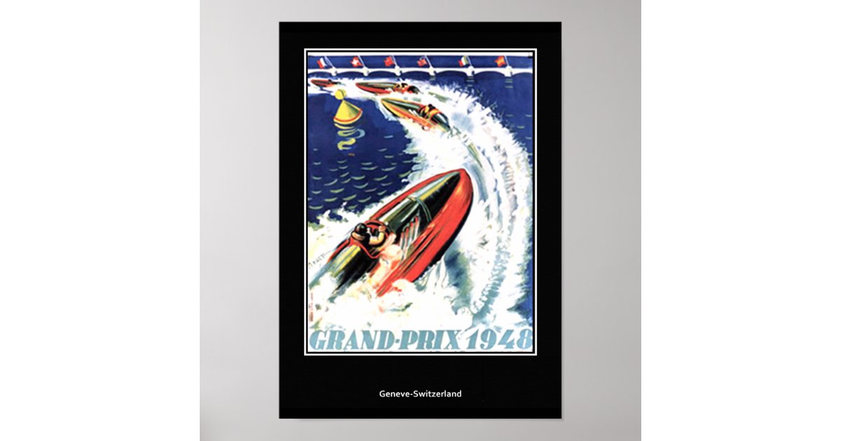 Vintage travel Poster speed Boat Race | Zazzle
