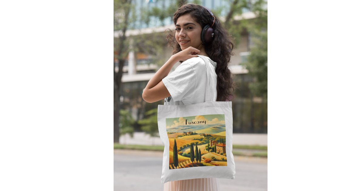 Vintage Travel Poster Tuscany countryside Tote Bag | Zazzle