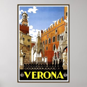 Vintage Travel Poster Verona Travel Italy | Zazzle