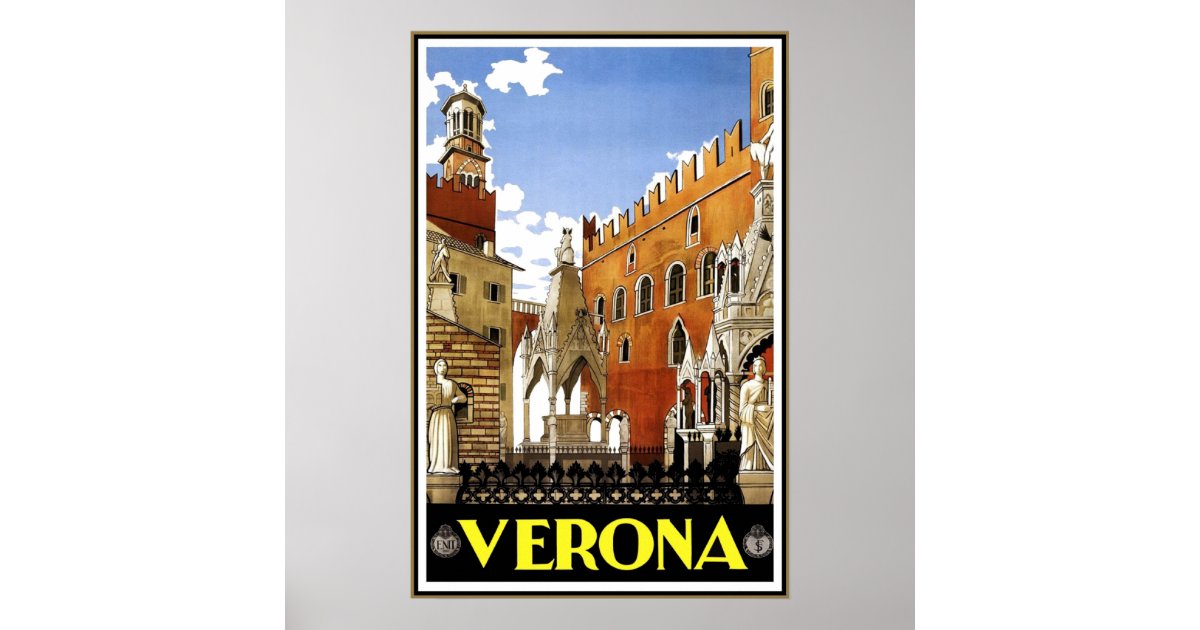 Vintage Travel Poster Verona Travel Italy | Zazzle