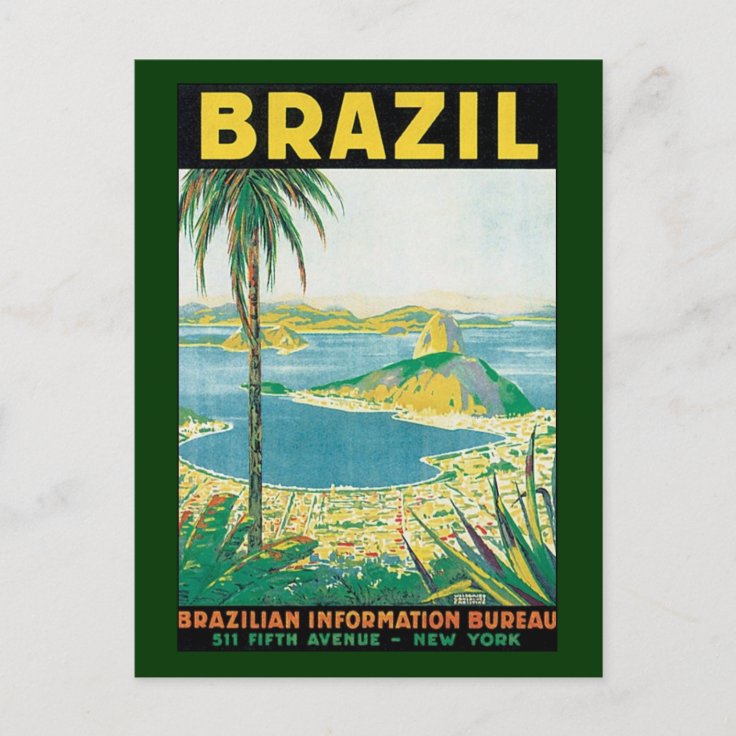 Vintage Travel Rio de Janeiro Brazil Coastal Beach Postcard | Zazzle