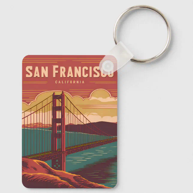 Vintage Travel San Francisco Golden Gate Bridge Keychain | Zazzle