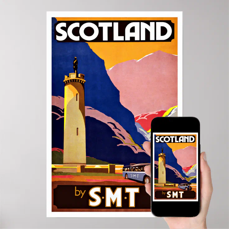 Vintage Travel Scotland By Bus Poster | Zazzle
