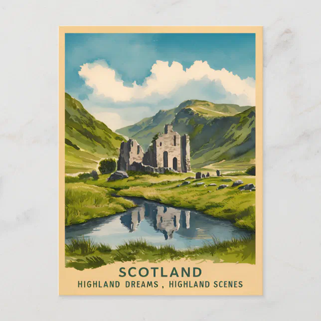 Vintage Travel Scotland Highlands Retro Landscape Postcard | Zazzle