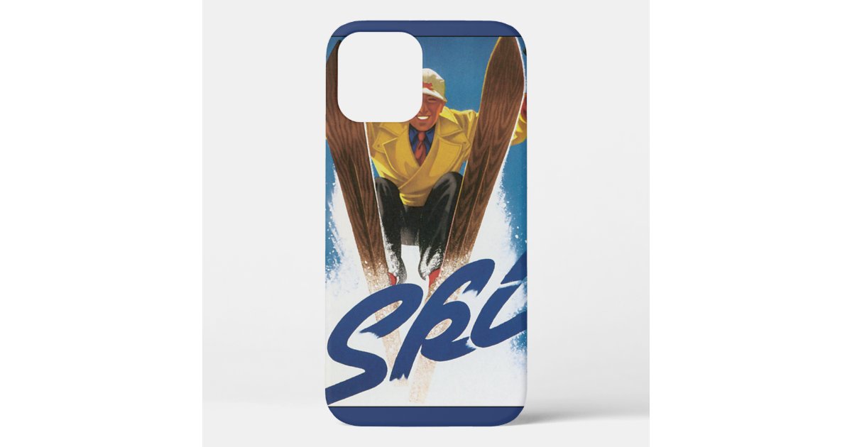 Vintage Travel, Sports Skier Skiing in Winter Snow Case-Mate iPhone ...