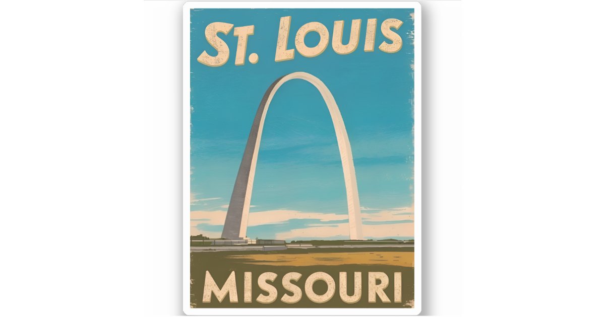 Vintage Travel St Louis Gateway Arch Retro Scenic Sticker | Zazzle