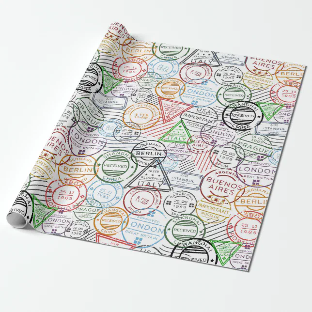 Vintage Travel/Stamps Wrapping Paper | Zazzle
