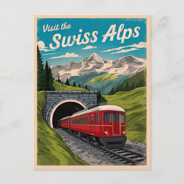 Vintage Travel Swiss Alps Switzerland Retro Scenic Postcard | Zazzle