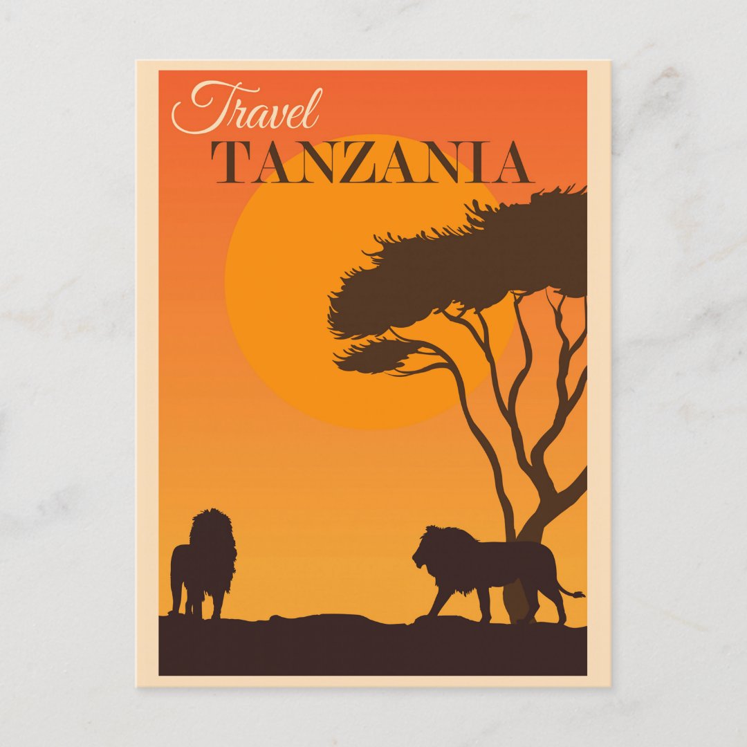 Vintage Travel Tanzania Africa Lion Postcard | Zazzle