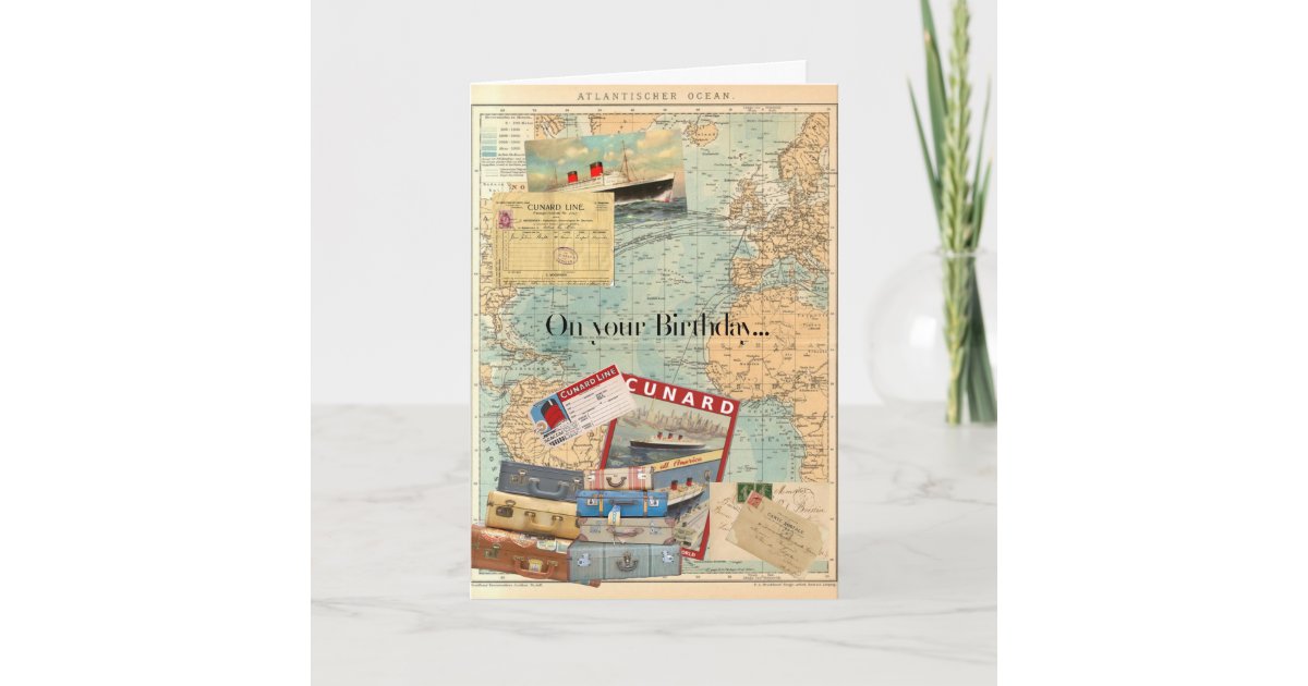 Vintage Travel theme Birthday card | Zazzle