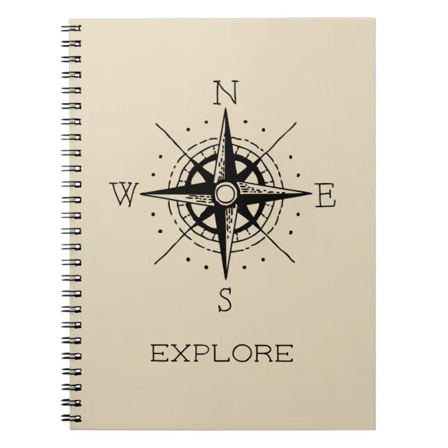Vintage Travel Themed Explore Compass Notebook | Zazzle