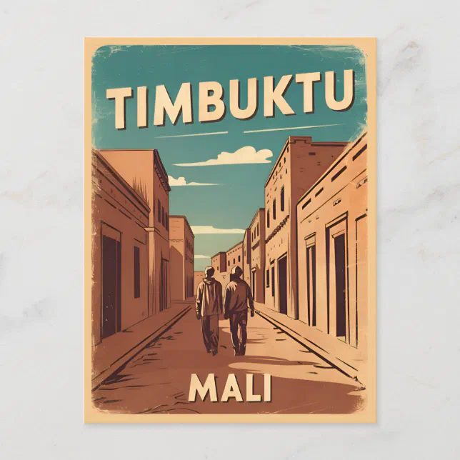 Vintage Travel Timbuktu Mali Africa Retro Graphic Postcard | Zazzle