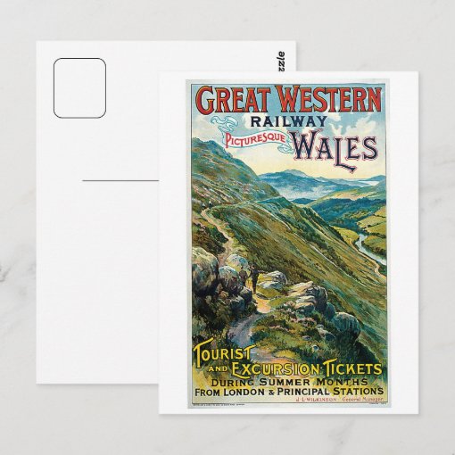 Vintage travel to Wales advert Postcard | Zazzle