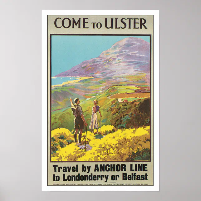 Vintage Travel Ulster Ireland Poster | Zazzle