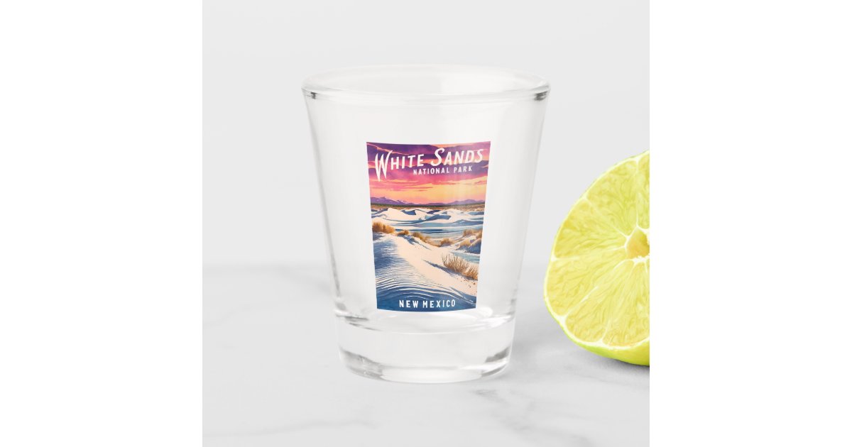 Vintage Travel White Sands National Park Retro Shot Glass | Zazzle