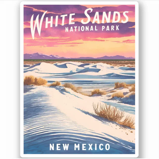 Vintage Travel White Sands National Park Retro Sticker | Zazzle